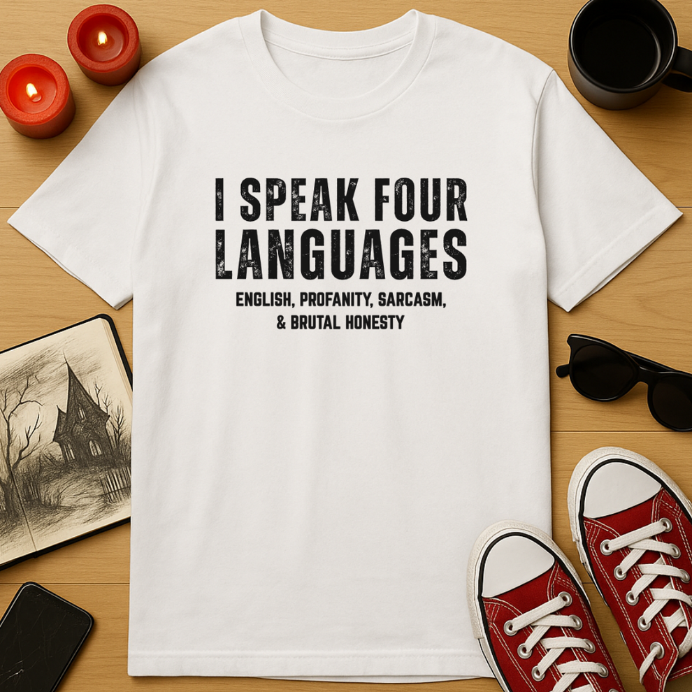 Four Languages: Bold & Blunt T-Shirt – Cynical By Design